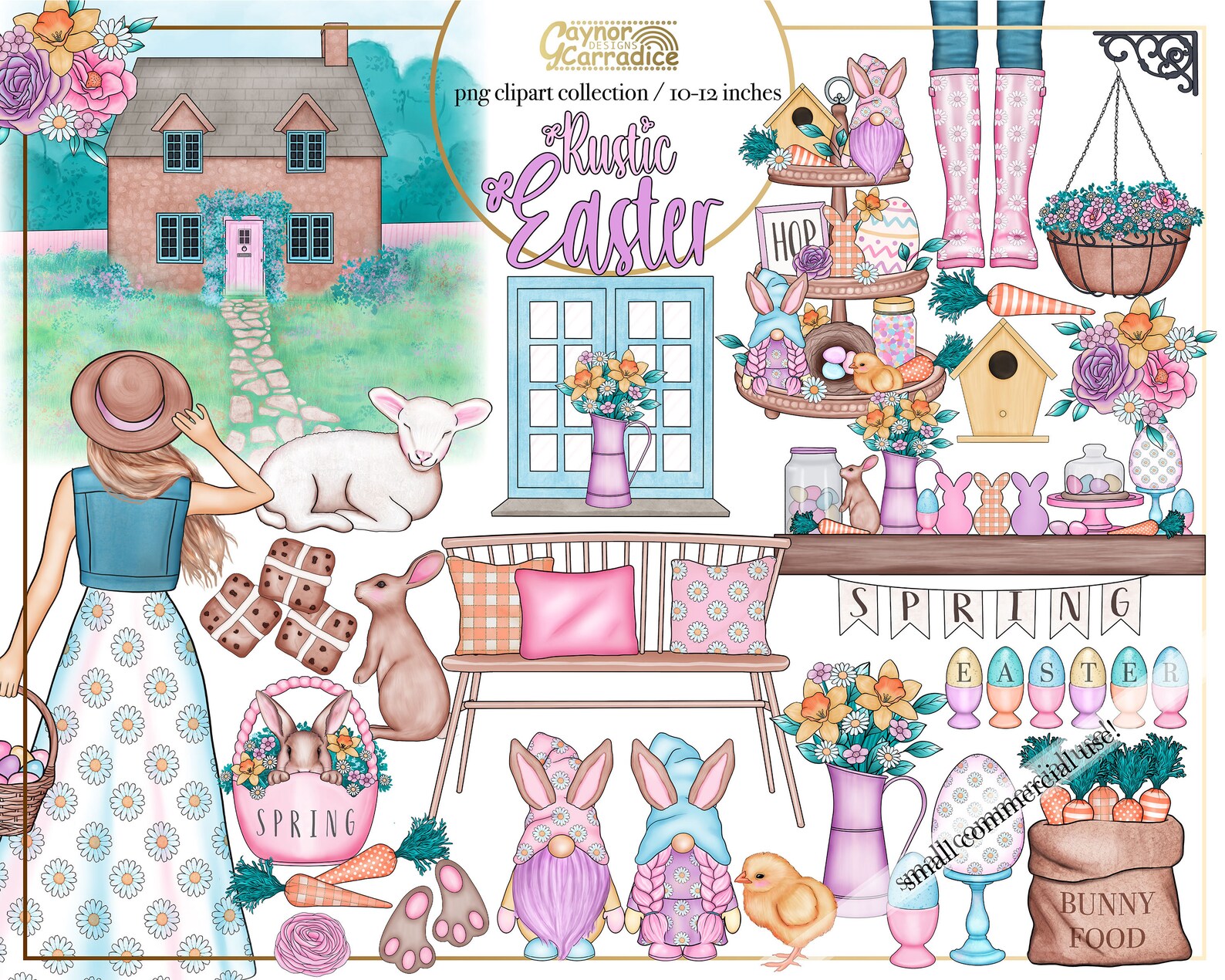 Rustic Easter Clipart 46 Piece Farmhouse Spring Clipart | Etsy