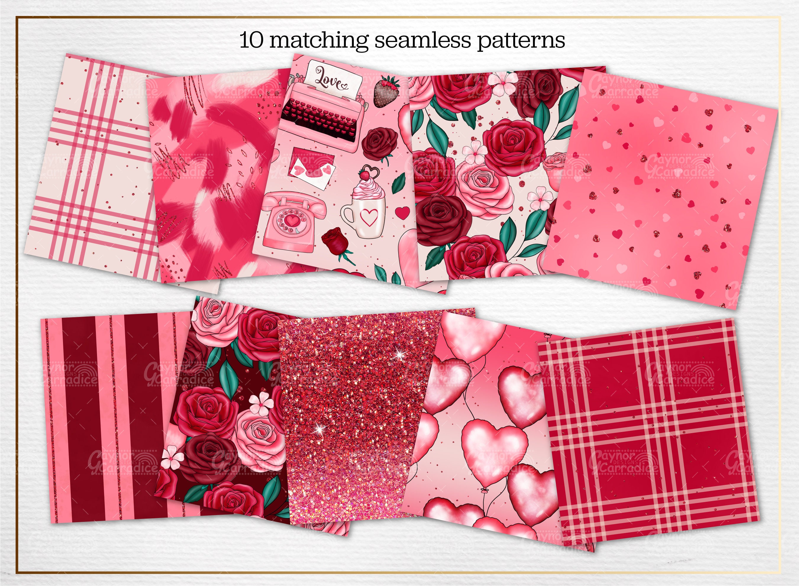 Valentines Clipart Bundle Valentine Digital Paper / - Etsy