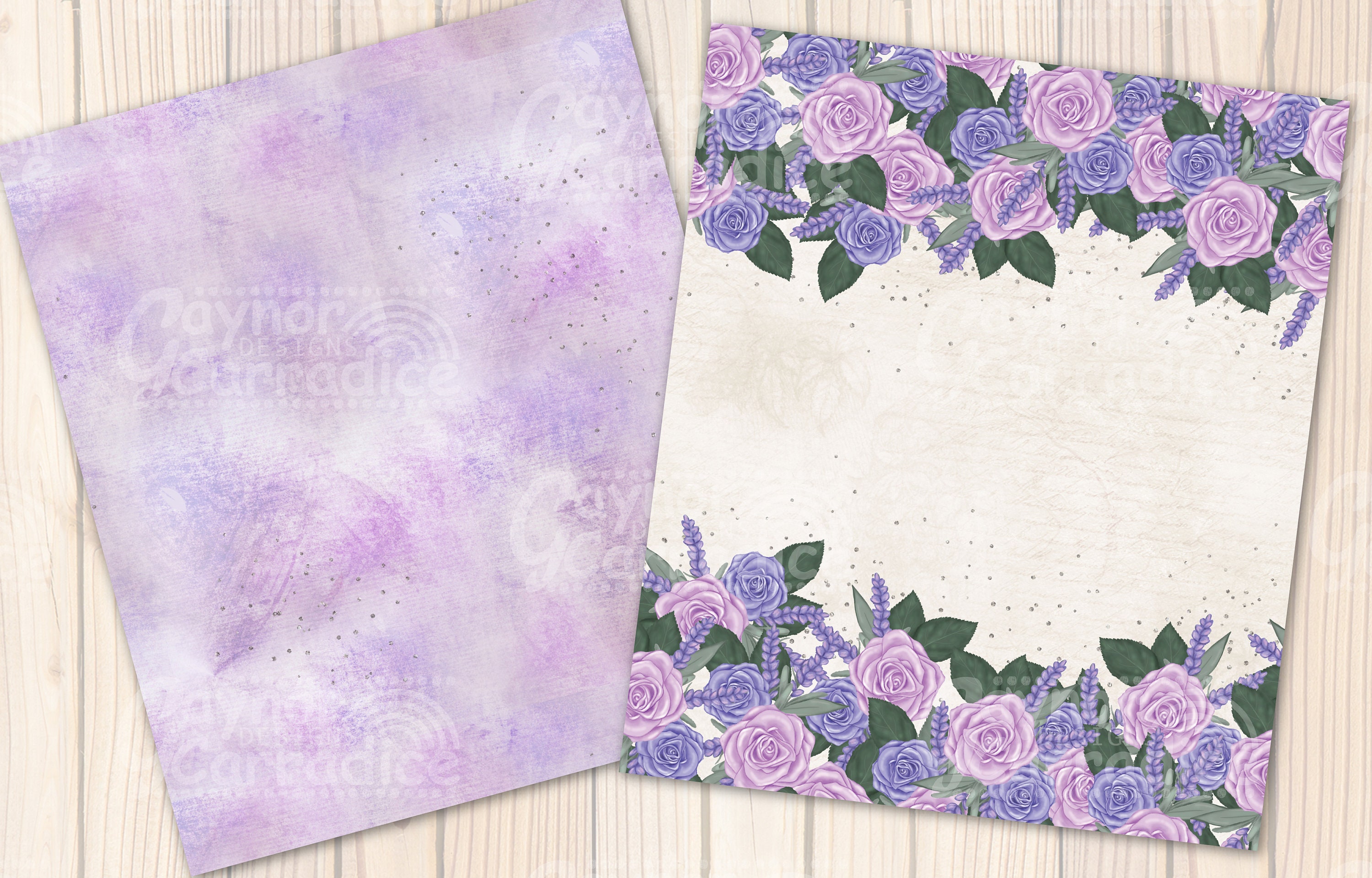Spring Lavender Digital Papers - 12 Watercolor Purple Seamless Patterns ...