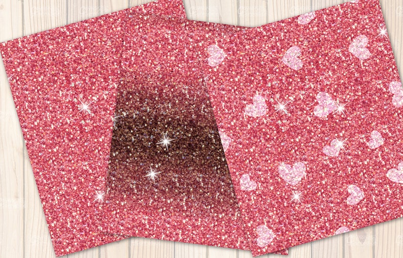 Valentines Day Glitter Digital Papers Pink Red Mint - Etsy