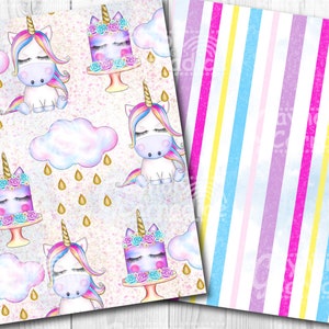 Unicorn Party Digital Papers Set Birthday Seamless Pattern Pack Unicorn ...
