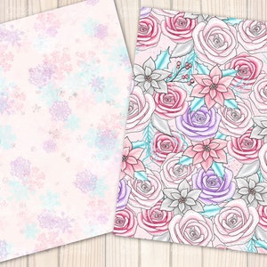 Girly Christmas Digital Papers - 12 Pink Winter Seamless Patterns ...