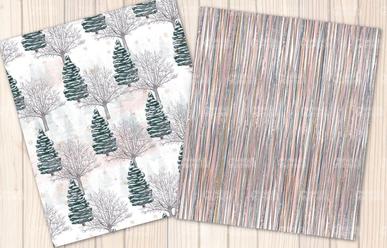 Watercolor winter digital papers 12 Christmas seamless | Etsy