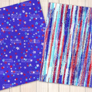 4th of July Digital Papers - 12 Watercolor Independence Day Seamless ...