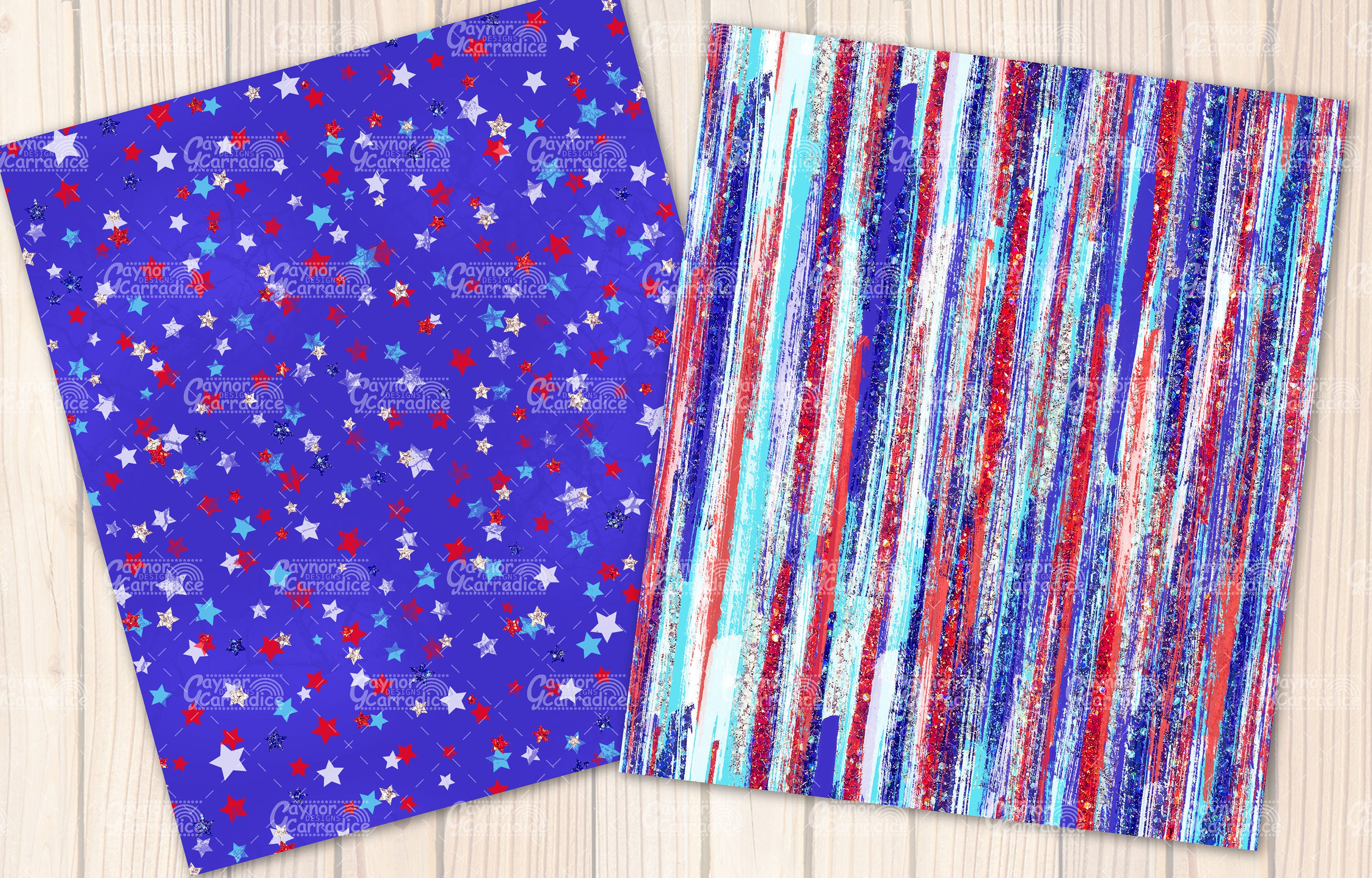 4th of July Digital Papers - 12 Watercolor Independence Day Seamless ...