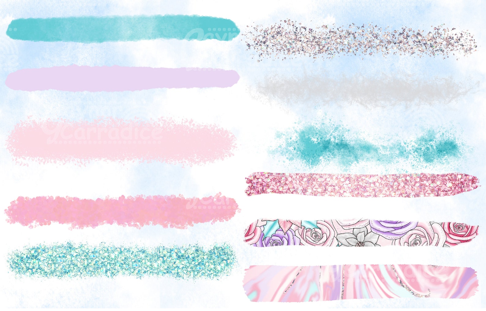 Winter Pastel Brush Strokes Clipart Pink Lilac Mint Paint - Etsy