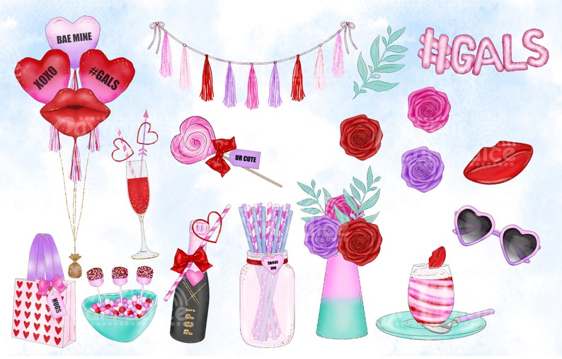 Friends Valentine Clipart - 26 Piece Girls Party Planner Graphics ...