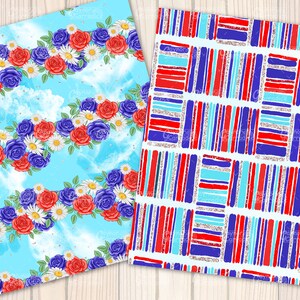 4th of July Digital Papers - 12 Watercolor Independence Day Seamless ...