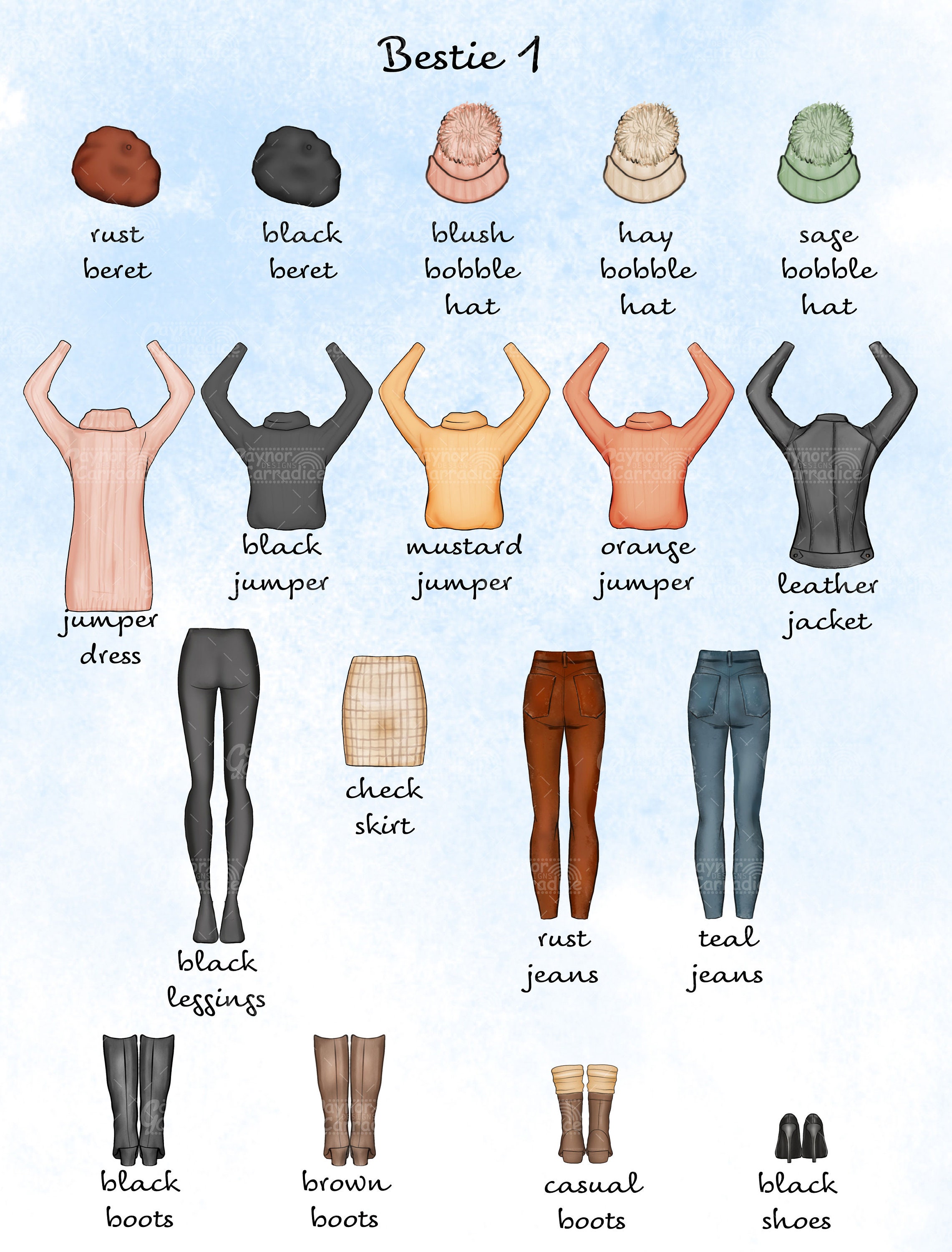 Autumn Besties Customizable Girls - Best Friends Clipart - Fall BFF ...
