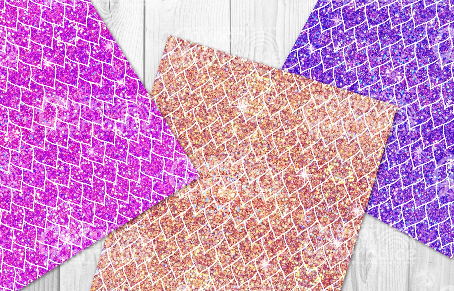 Glitter Mermaid Digital Paper Mermaid Scales Seamless Patterns Gold ...