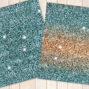 Travel Glitter Digital Papers - Blush, Blue, Gold, Teal Ombre Glitter ...