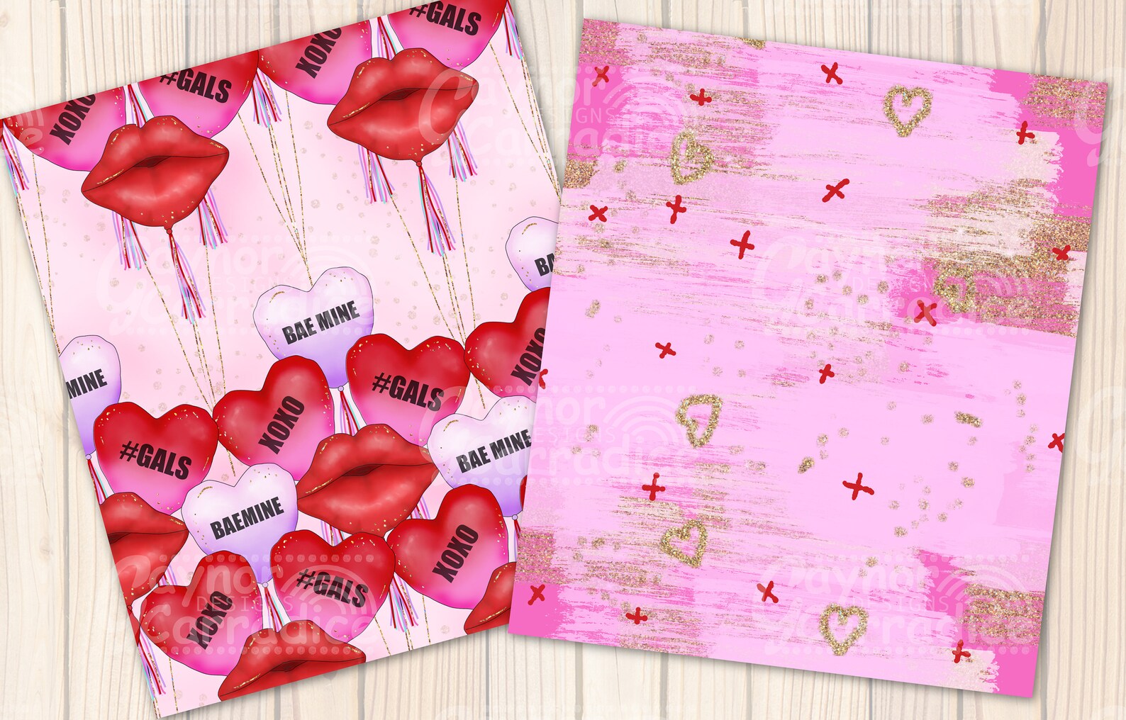 Valentine Digital Papers 10 Watercolor Valentines Seamless | Etsy