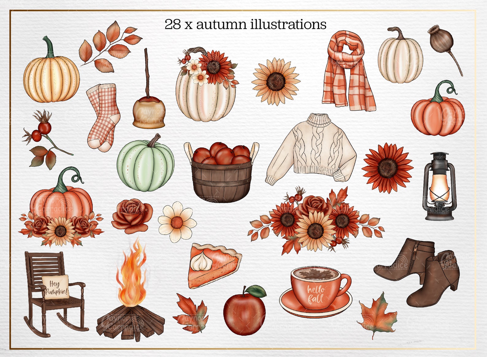 Autumn Favorites Clipart Bundle Fall Digital Paper / Fall - Etsy