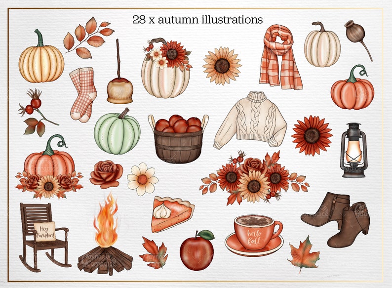 Autumn Favorites Clipart Bundle Fall Digital Paper / Fall - Etsy