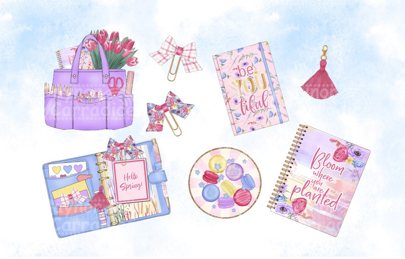 Spring Blooms Clipart 38 Piece Planner Graphics Flat Lay | Etsy UK