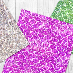 Glitter Mermaid Digital Paper Mermaid Scales Seamless Patterns Gold ...