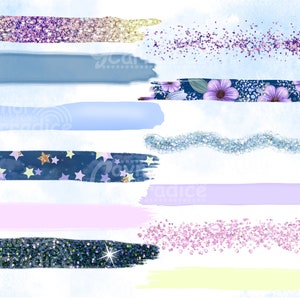 Winter Brush Strokes Clipart - Purple, Pink and Blue Glitter Paint ...