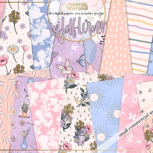 Wildflower Digital Papers - 16 Watercolor Spring Seamless Patterns ...