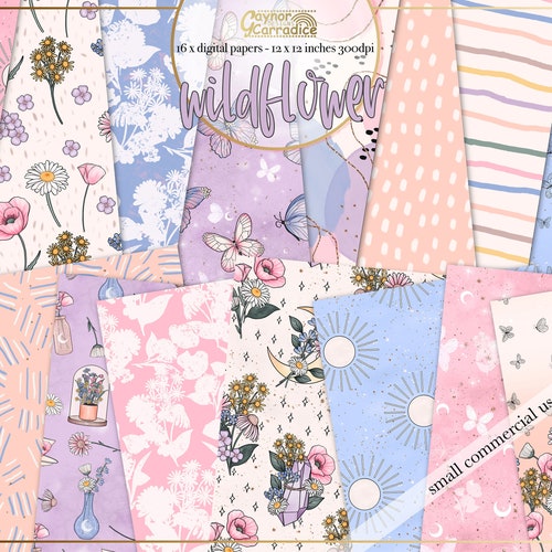 Wildflower Digital Papers 16 Watercolor Spring Seamless | Etsy