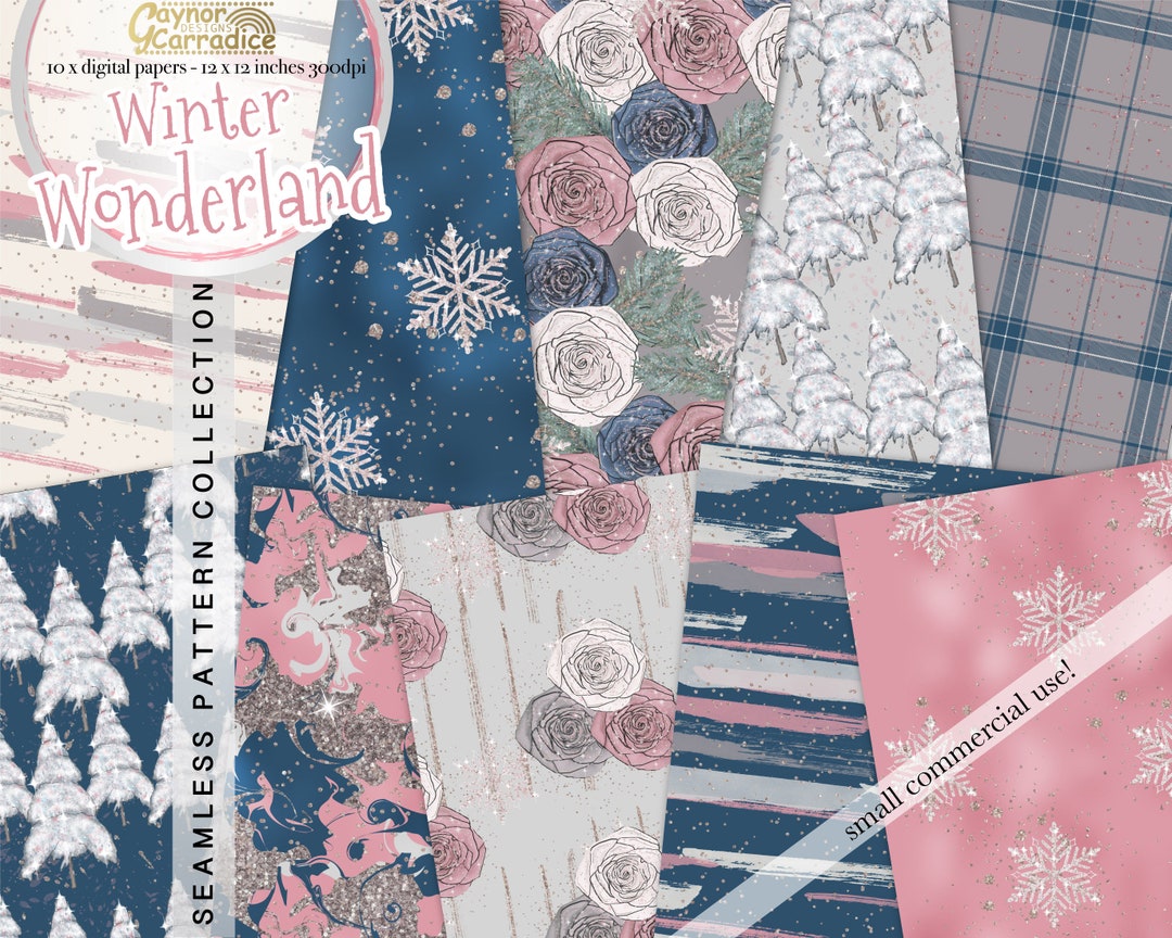 Watercolor Winter Digital Papers - Winter Seamless Patterns, Christmas ...