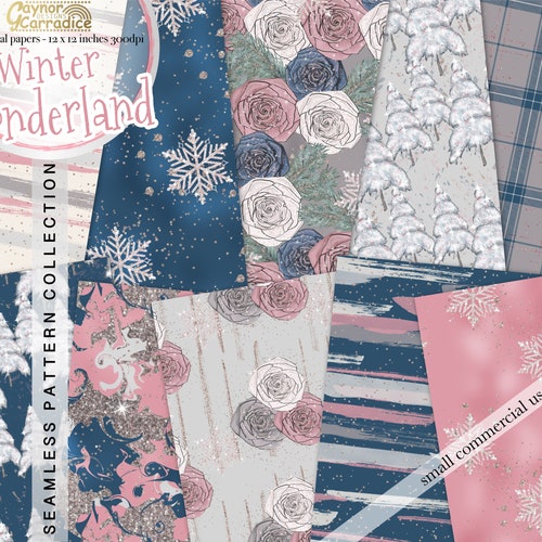 Watercolor Winter Digital Papers Winter Seamless Patterns | Etsy