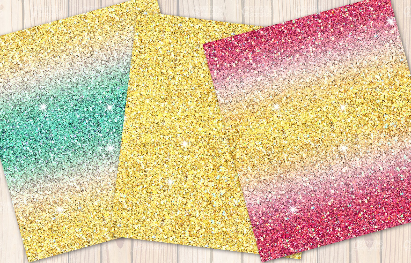 Summer Glitter Digital Papers - 16 Glitter Seamless Patterns, Ombre ...