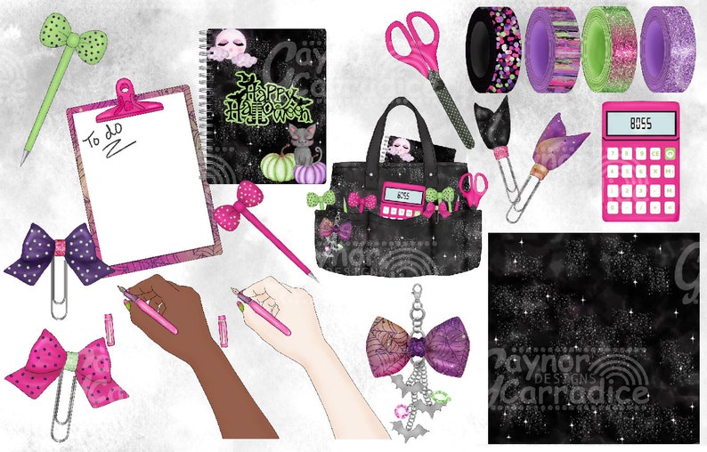 Cute Halloween Planner Clipart, Watercolor Halloween Clip Art, Planner ...