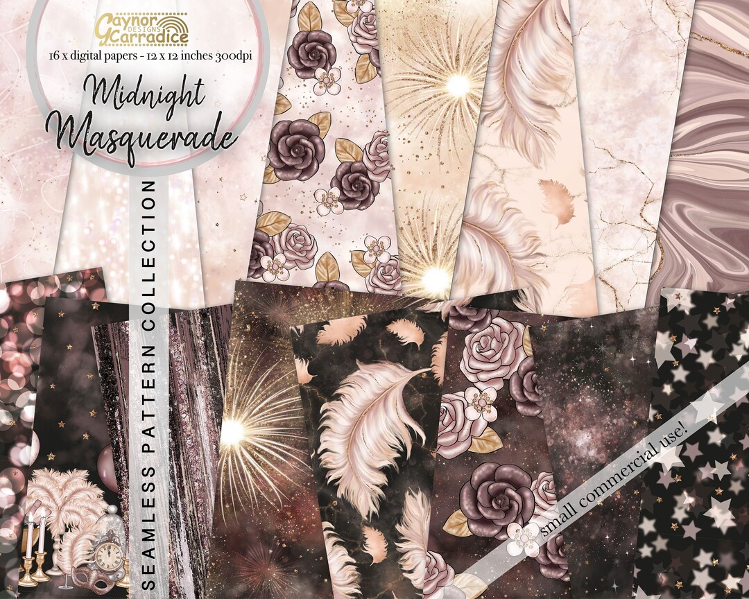 New Year Digital Papers, 12 Watercolor New Years Eve Seamless Patterns ...