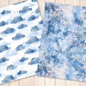 Tranquil - 12 Watercolor Digital Papers - Blue Seamless Patterns ...