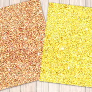 Lemon Glitter Digital Papers - Yellow, Green, Orange, Rose Gold Ombre ...