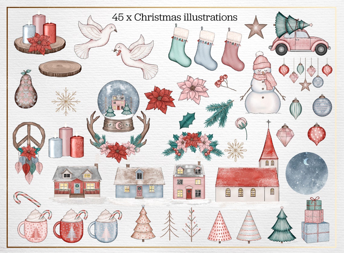 Bohoho Clipart Bundle Boho Christmas Digital Paper / Clipart - Etsy