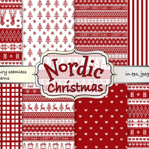 Scandinavian Digital Paper Christmas Seamless Pattern - Etsy