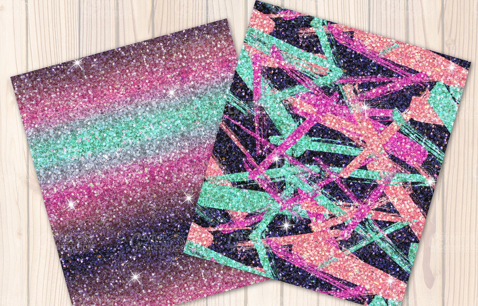 Circus Glitter Digital Papers Pink Mint Coral Navy Ombre - Etsy