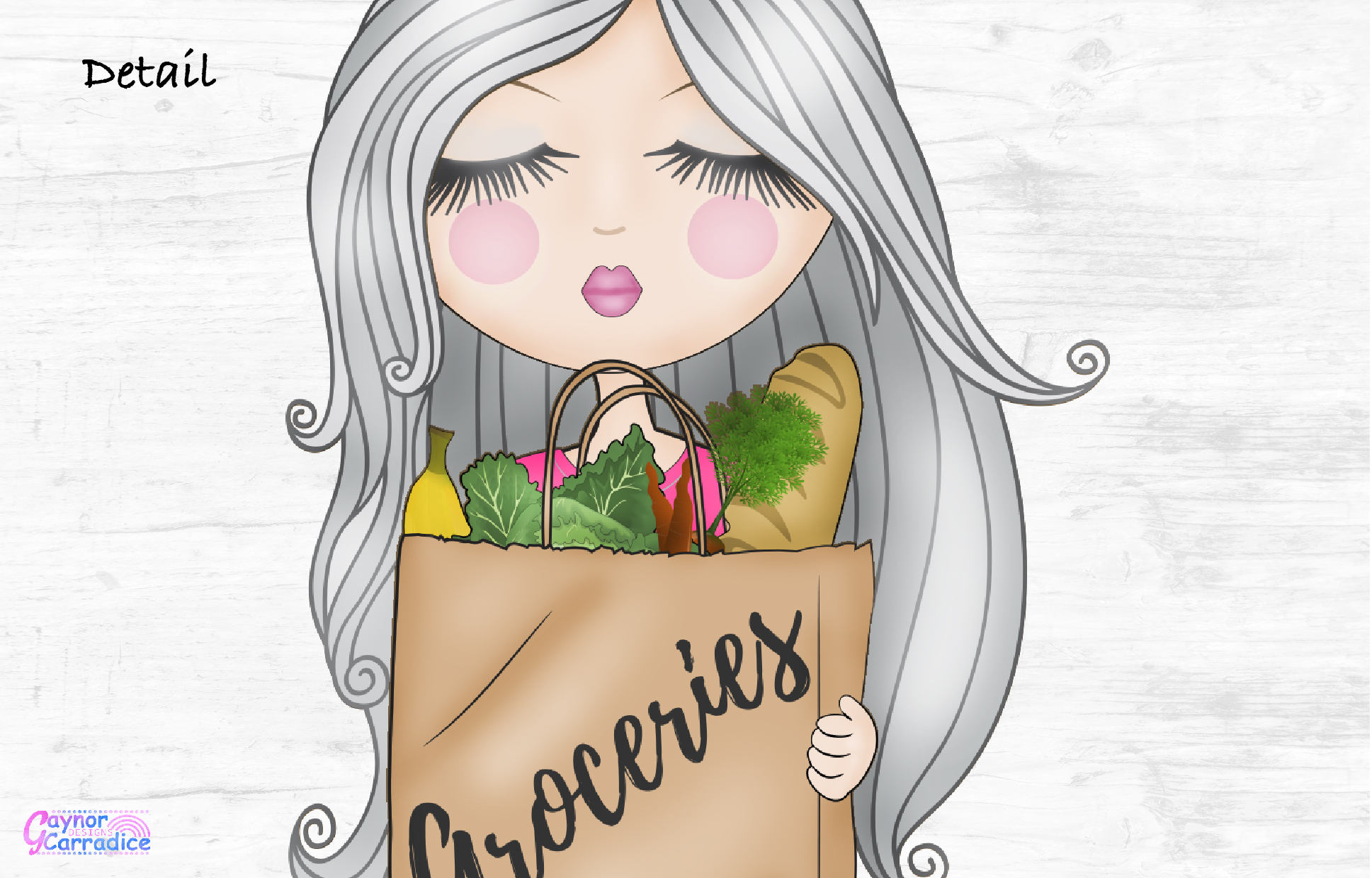 Gray hair doll clipart Cute girl clip art Planner icon | Etsy