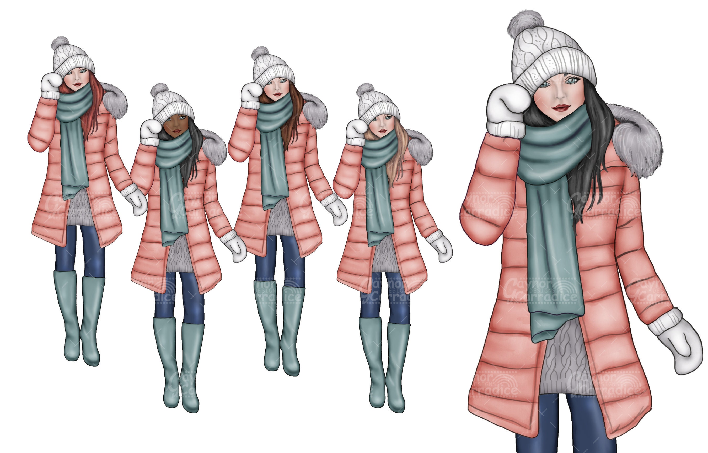 Winter Clipart - 24 Piece Christmas Clip Art - Watercolor Snow Graphics ...