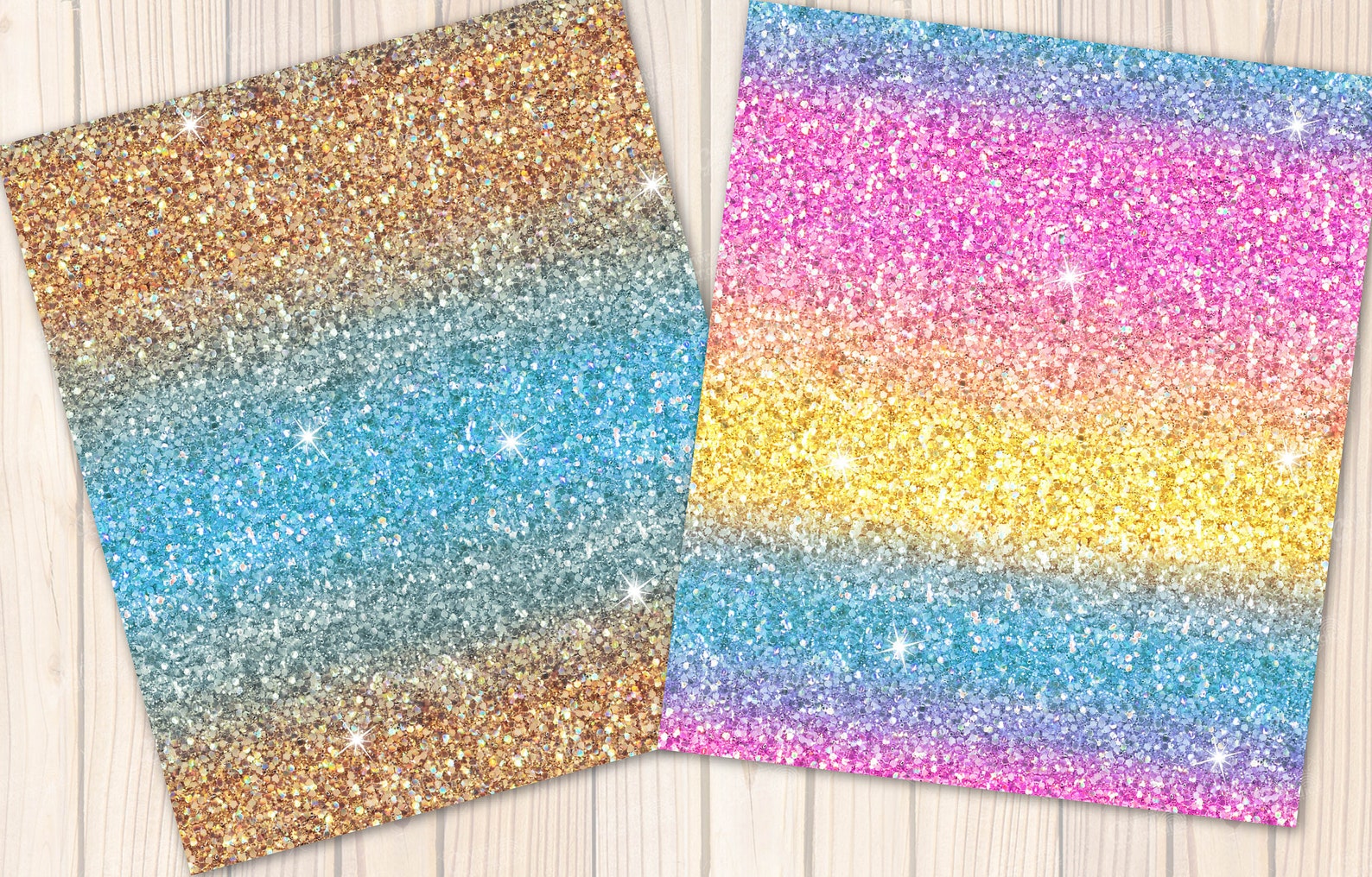 Mermaid Glitter Digital Papers Pink Aqua Blue Teal Ombre | Etsy