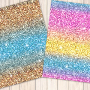 Mermaid Glitter Digital Papers - Pink, Aqua, Blue, Teal Ombre Glitter ...