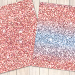 Travel Glitter Digital Papers - Blush, Blue, Gold, Teal Ombre Glitter ...