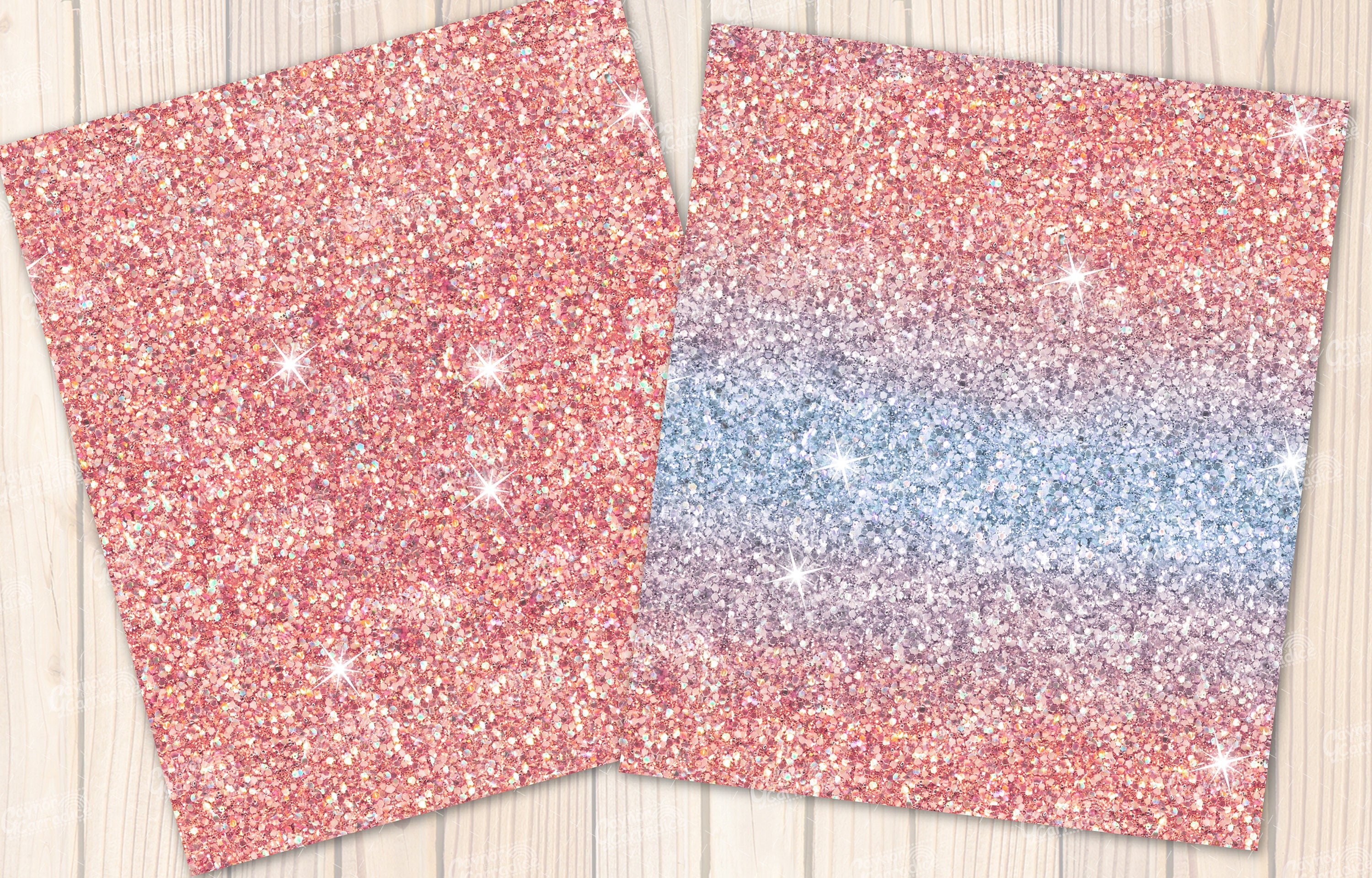 Travel Glitter Digital Papers - Blush, Blue, Gold, Teal Ombre Glitter ...