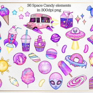 Cosmic Candy Clipart Bundle - Candy Space Digital Paper and Clipart ...