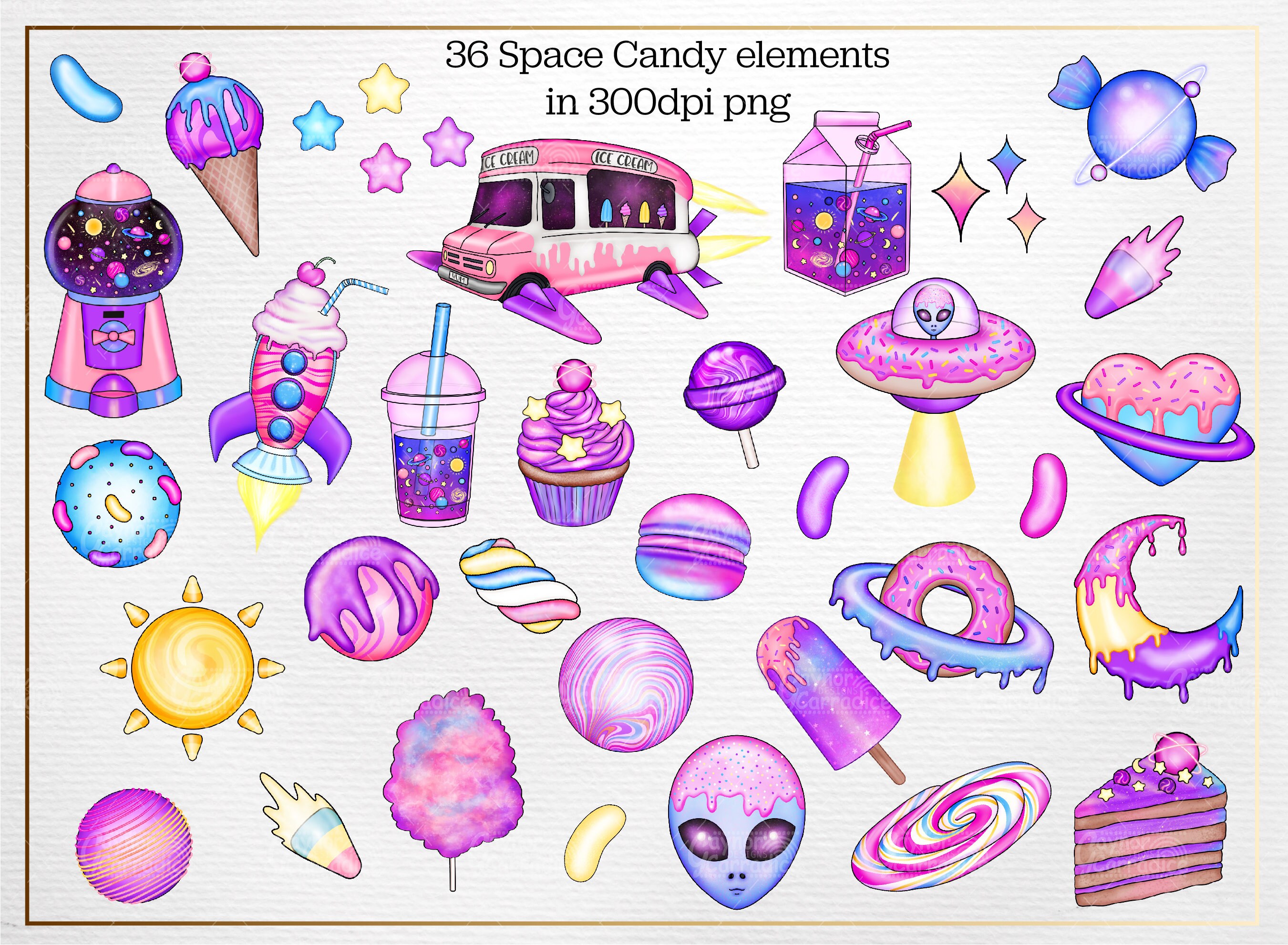 Cosmic Candy Clipart Bundle Candy Space Digital Paper and - Etsy