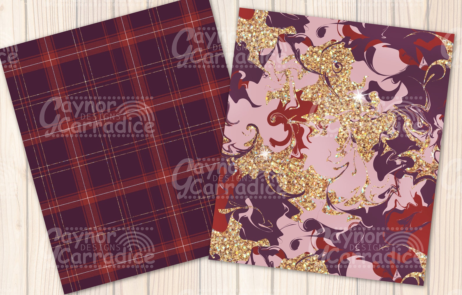 Autumn Digital Papers, Fall Seamless Patterns, Rust, Purple, Gold ...
