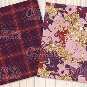 Autumn Digital Papers, Fall Seamless Patterns, Rust, Purple, Gold ...