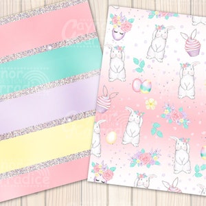 Easter Digital Papers - 12 Watercolor Bunny Seamless Patterns, Abstract ...