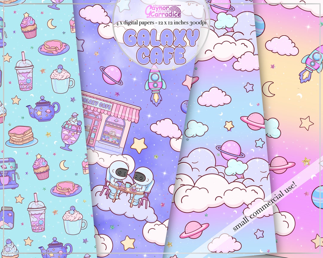 Outer Space Digital Papers - 4 Galaxy Seamless Patterns, Coffee ...