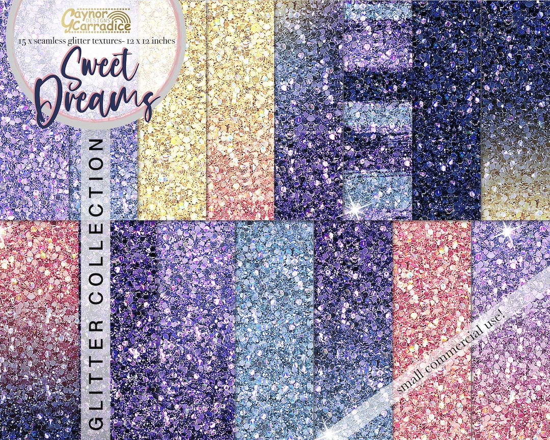 Sweet Dreams Glitter Digital Papers - 15 Glitter Seamless Patterns ...