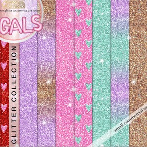 Valentines Glitter Digital Papers - Spring Ombre and Hearts Glitter ...