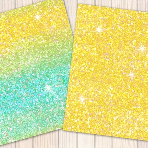 Mermaid Glitter Digital Papers, Ombre Glitter Seamless Patterns Summer ...