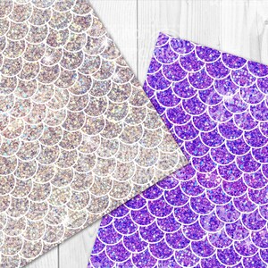 Glitter Mermaid Digital Paper Mermaid Scales Seamless Patterns Gold ...