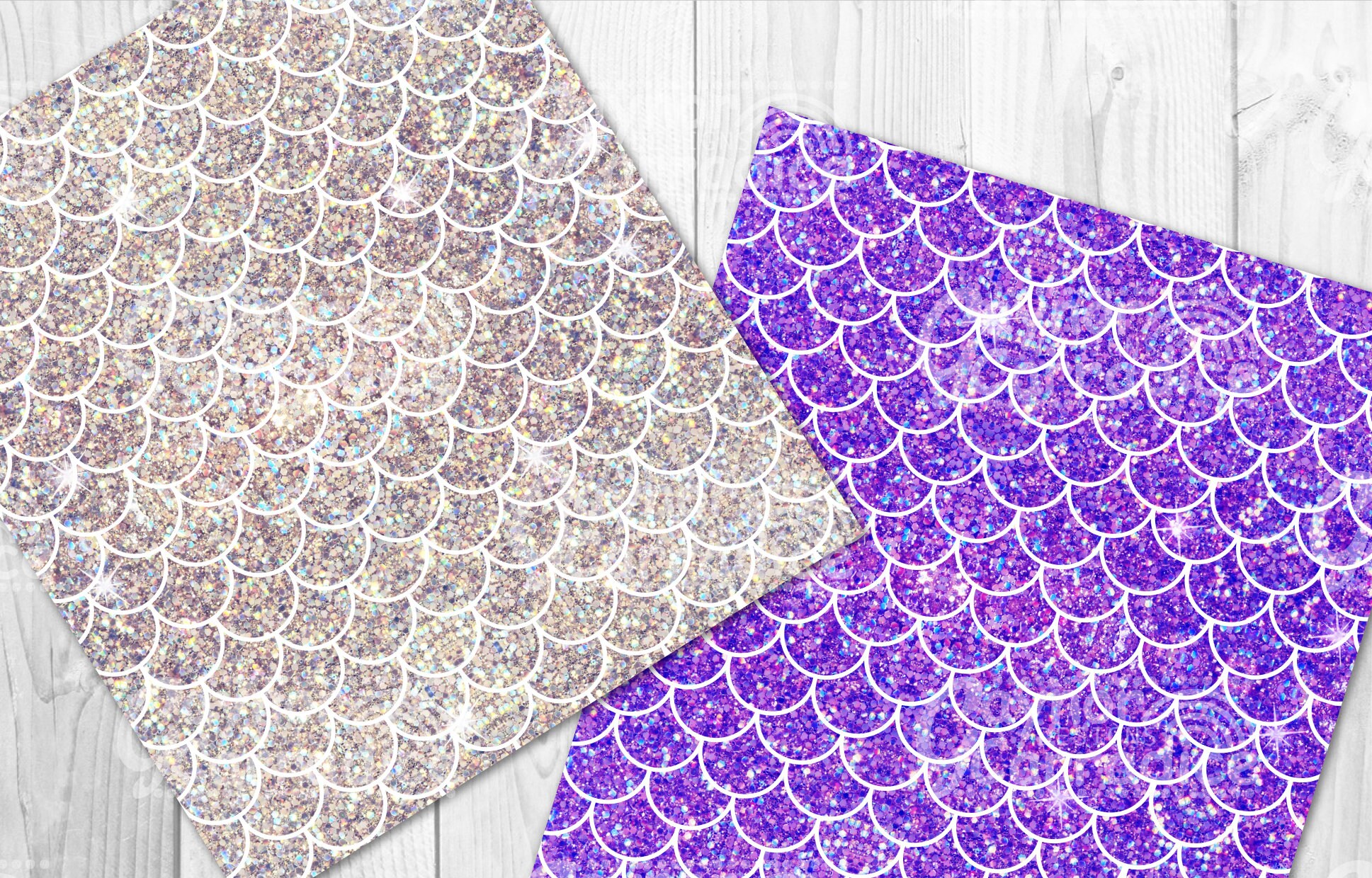 Glitter mermaid digital paper mermaid scales seamless patterns | Etsy